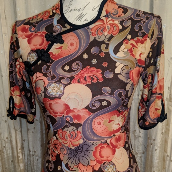 Tops | Earth Tone Lotus Flower Fitted Top With Embroidery | Poshmark